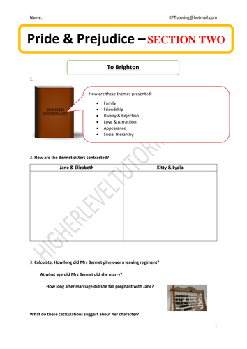 19th Century Novel: JANE AUSTEN: Pride and Prejudice - SECTION 2 ...