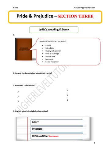 19th Century Novel: JANE AUSTEN: Pride and Prejudice - SECTION 3 ...