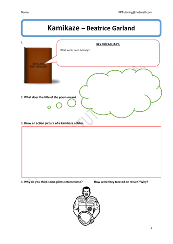 POETRY: KAMIKAZE - Beatrice Garland | Teaching Resources