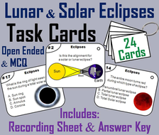 Lunar and Solar Eclipses Task Cards | Teaching Resources