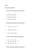 Counting in hundredths worksheet - including completing sequences ...