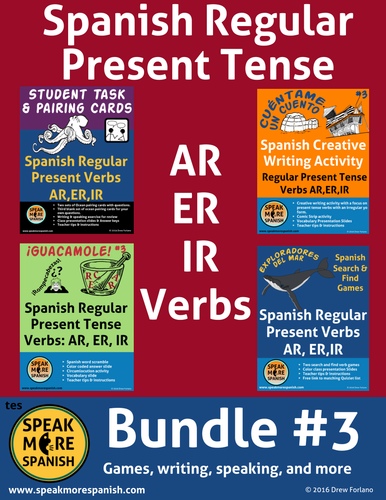 Spanish Regular Present Tense Verbs BUNDLE. Presente de Verbos ...