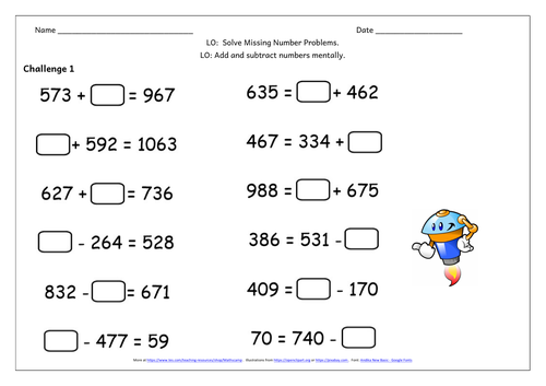 Addition and Subtraction Year 3 (Y4 Y5) Maths Mastery Missing Number ... Addition and Subtraction Year 3 (Y4 Y5) Maths Mastery Missing Number ...