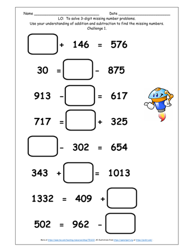 KS2 Y3 Y4 Y5 Maths Mastery Missing Number & Missing Digits Problems - 29 Pages Plus Answers ...
