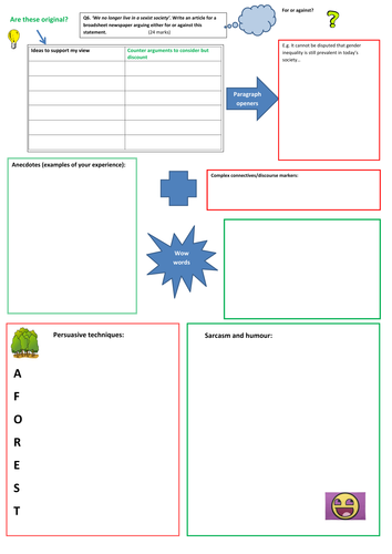 Writing to argue planning frame Q5 New AQA English Language Paper 2 ...