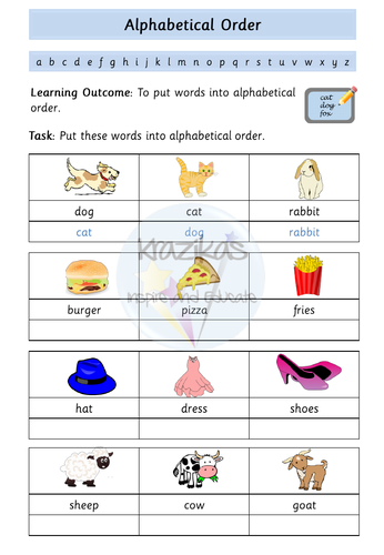 Alphabetical Order Workbook | Teaching Resources