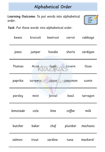Alphabetical Order Workbook | Teaching Resources