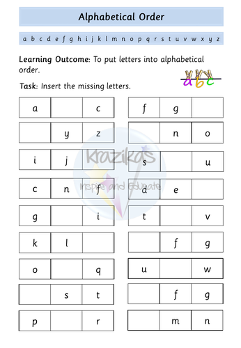 Alphabetical Order Workbook | Teaching Resources