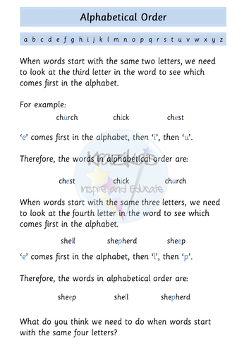 Alphabetical Order Workbook | Teaching Resources