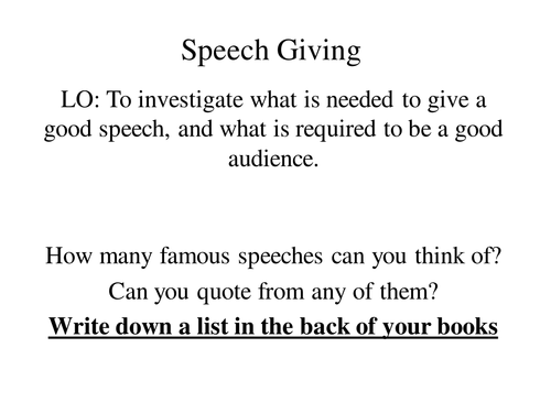 Speeches Literacy Lesson | Teaching Resources