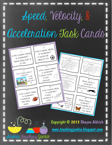 Speed, Velocity, & Acceleration Task Cards | Teaching Resources