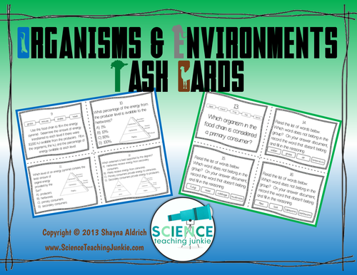 Organisms and Environments Task Cards | Teaching Resources
