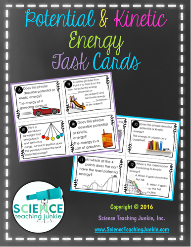 Potential and Kinetic Energy Task Cards | Teaching Resources