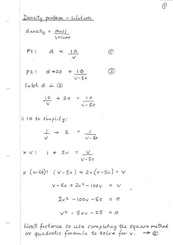 Gcse Higher Exam Style Quadratic Problem Teaching Resources