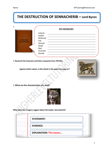 POETRY: The Destruction of Sennacherib - LORD BYRON (3 pages ...