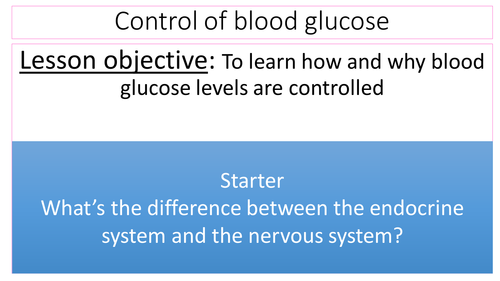 Control of Blood Glucose - Lesson Presentation, A3 Lesson Map ...