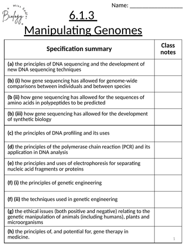 6.1.3 Manipulating Genomes OCR A level Biology (12-14 lessons ...