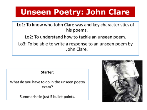 First Love John Clare Poetry Lesson | Teaching Resources