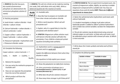 Edexcel 9-1 CC8 Acid + Alkali REVISION MATS + METHODS (CORE PRACTICAL) +answers PAPER 1 ...