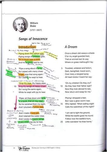 Blake Poetry - AQA Social Protest Songs of Innocence - Introduction and ...