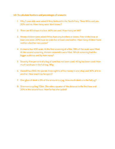 percentages-of-amounts-word-problems-teaching-resources