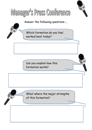 Football Formations Resources with Manager's Press Conference Plenary ...