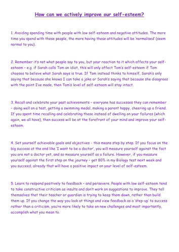 Self Esteem PSHE Lesson | Teaching Resources