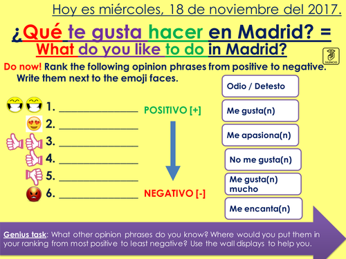 KS3 Spanish - ¿Qué te gusta hacer en la ciudad? | Teaching Resources