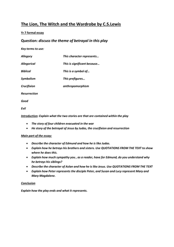 Teaching sequence for the play 'Lion witch and Wardrobe' | Teaching ...
