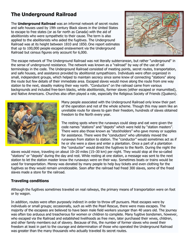 Slavery Underground Railroad | Teaching Resources