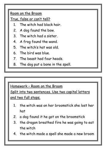 Room on the Broom Literacy Worksheets | Teaching Resources