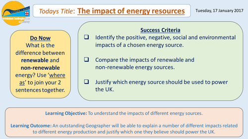 The Impacts of Energy Production | Teaching Resources