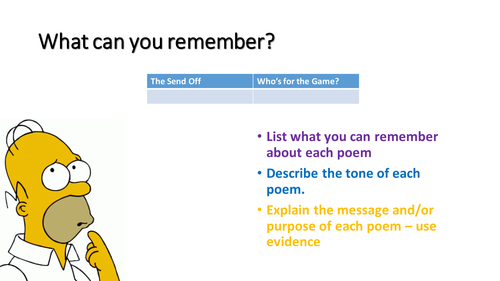 KS3 comparing war poetry -develop skills for 9-1 - Who's for the game ...