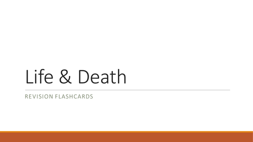 Issues of Life and Death Flash Cards Revision Cards for Whole Unit ...
