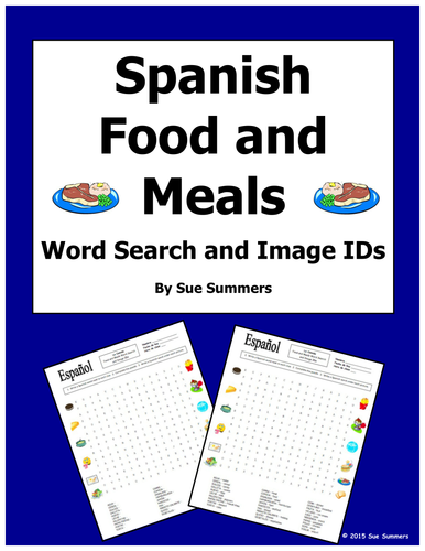 Spanish Food and Meals Bundle of 9 Worksheets, Web Quest, Sketch, and ...