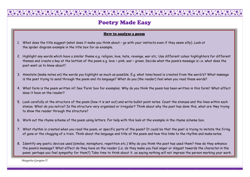 Poetry Placemat - Helpsheet to support students with poetry analysis ...