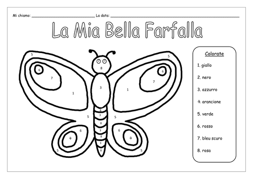 ITALIAN - COLOUR BY NUMBERS - WORKSHEETS | Teaching Resources