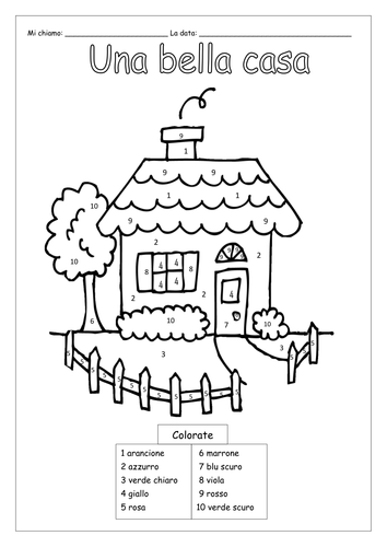 ITALIAN - COLOUR BY NUMBERS - WORKSHEETS | Teaching Resources