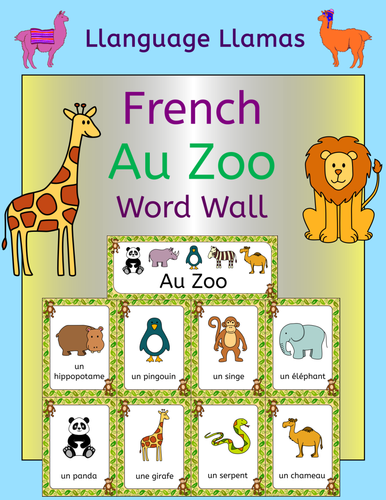 French Au Zoo - zoo animals word wall | Teaching Resources