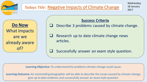 Impacts of Climate Change | Teaching Resources