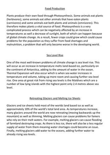 Impacts of Climate Change | Teaching Resources