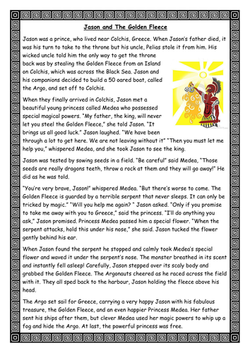 Greek myths - Jason and the Golden Fleece 3 way differentiated guided ...