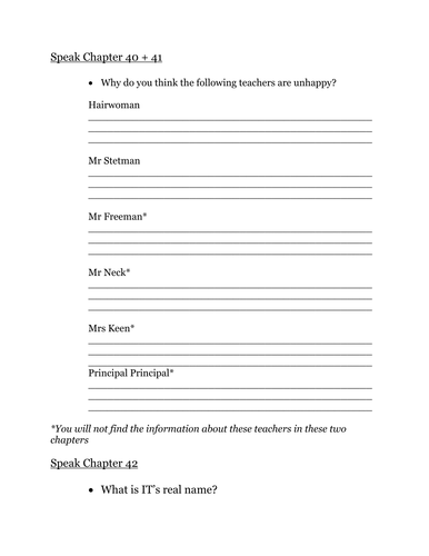 Speak by Laurie Halse Anderson Complete Teaching Packet (Ideal for LS ...