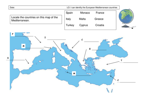 Geography - Labelling a map & Mediterranean countries | Teaching Resources