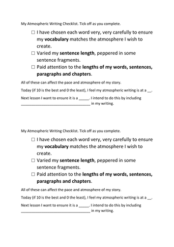Atmospheric Writing | Teaching Resources