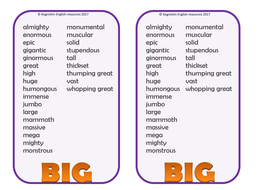 Synonyms for 'big' | Teaching Resources