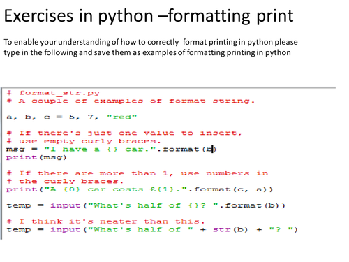 formatting output in python | Teaching Resources formatting output in python | Teaching Resources