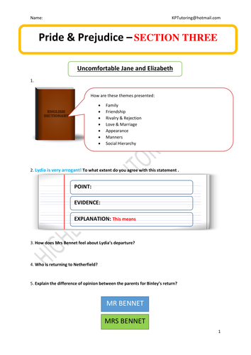19th Century Novel: JANE AUSTEN: Pride and Prejudice - SECTION 3 ...