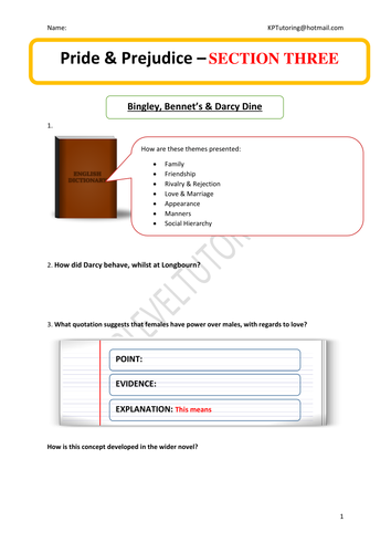 19th Century Novel: JANE AUSTEN: Pride and Prejudice - SECTION 3 ...