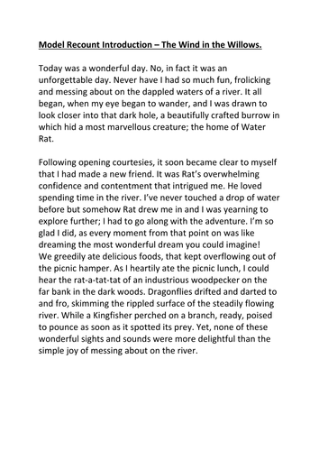 Recount Writing - The Wind in the Willows. 2 Lessons Teaching Pack ...